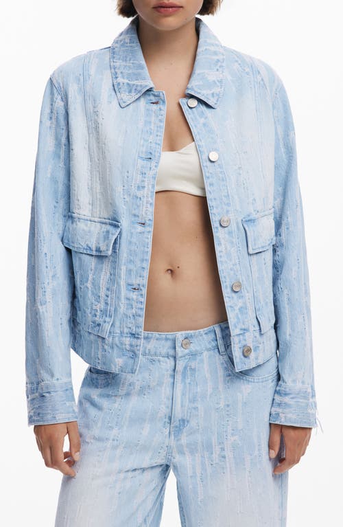 DESIGUAL Distressed Denim Trucker Jacket